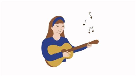 Animation Of A Girl Who Plays The Guitar 14147340 Stock Video At Vecteezy