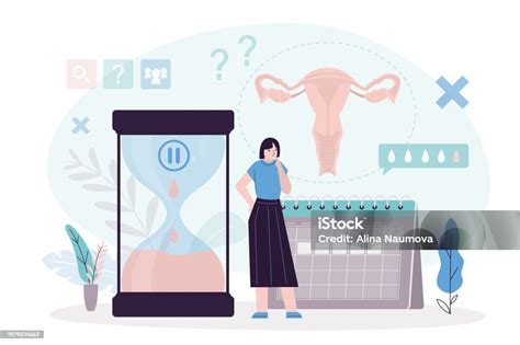 Cute Woman Standing Next Sandglass Biological Clocks Limited Fertility
