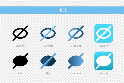 Hide Icon In Different Style Hide Vector Icons Designed In Outline Solid Colored Gradient