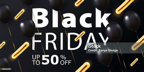 풍선과 3d 기하학적 역동적 인 황금 모양과 블랙 프라이데이 세일 배너 포스터 또는 전단지 디자인 트렌디 한 현대 디자인 템플릿 3차원 형태에 대한 스톡 벡터 아트 및 기타