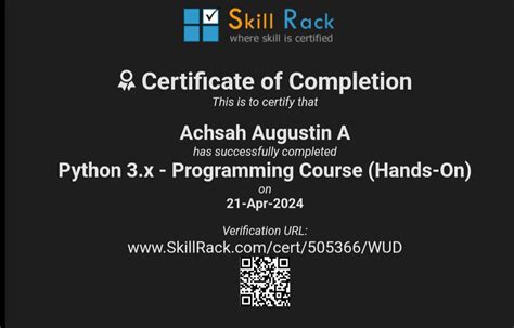 Achsah Augustin On Linkedin Skillrack Cse Pythonskills