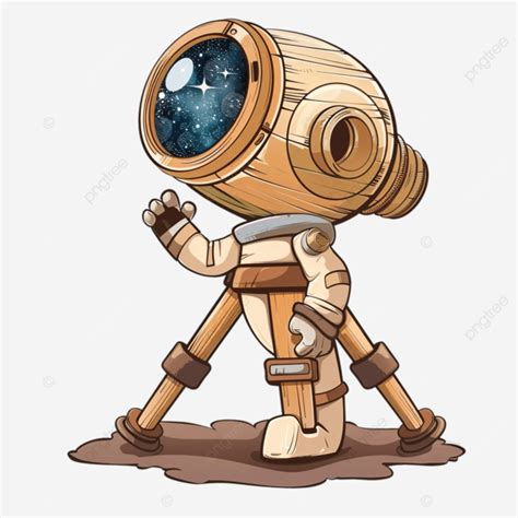 현대 망원경이 있는 판자 나무 천문학자 마스코트 카와이 꼬마 마스코트 Png 일러스트 및 이미지 에 대한 무료 다운로드 Pngtree