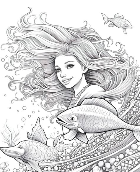 Realistic Mermaid Coloring Pages For Adults