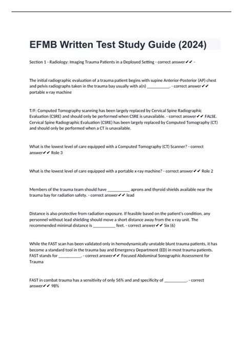 Efmb Written Test Study Guide 2024 Efmb Stuvia Us