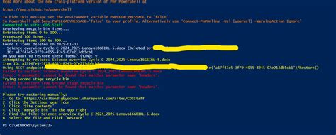 Powershell Script For Restoring Items From The Recycle Bin In Sharepoint ﻿ Scripts