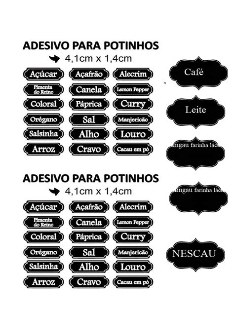 Etiquetas Nomes Para Temperos Pdf
