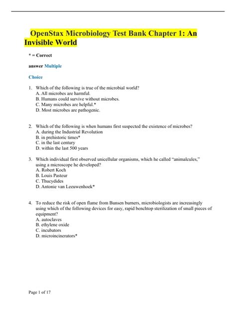 Openstax Microbiology Test Bank Chapter 1 An Invisible World Openstax Microbiology Stuvia Us
