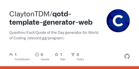 GitHub ClaytonTDM Qotd Template Generator Web Question Fact Quote Of The Day Generator For