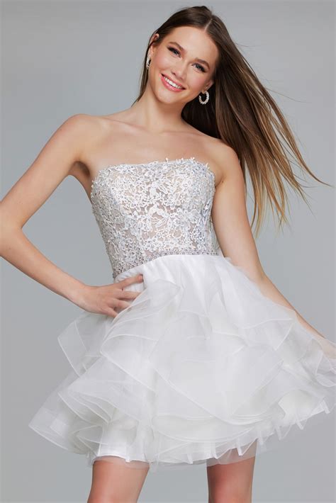 Beaded Strapless Short Dress 24371 Jovani