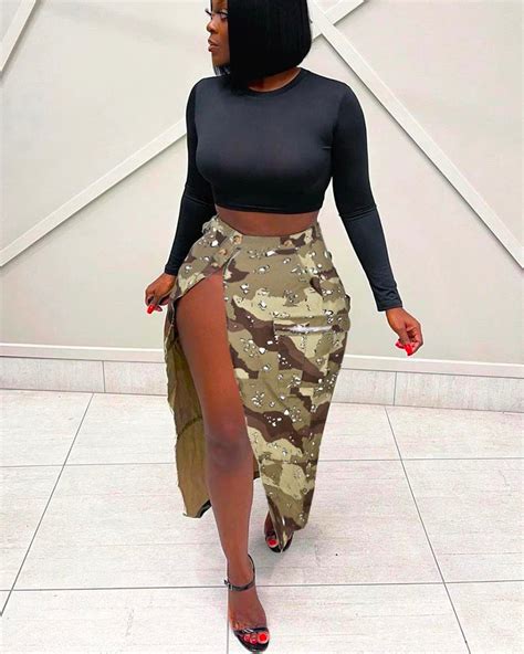 True Army Fatigue Woodland Camo Skirt Divanewlook