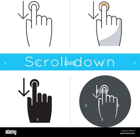 Down Scrolling Finger Icon Scrolldown Gesture For Smartphone Touch Screen Hand And Downward