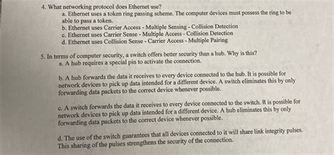 Solved 4 What Networking Protocol Does Ethernet Use A