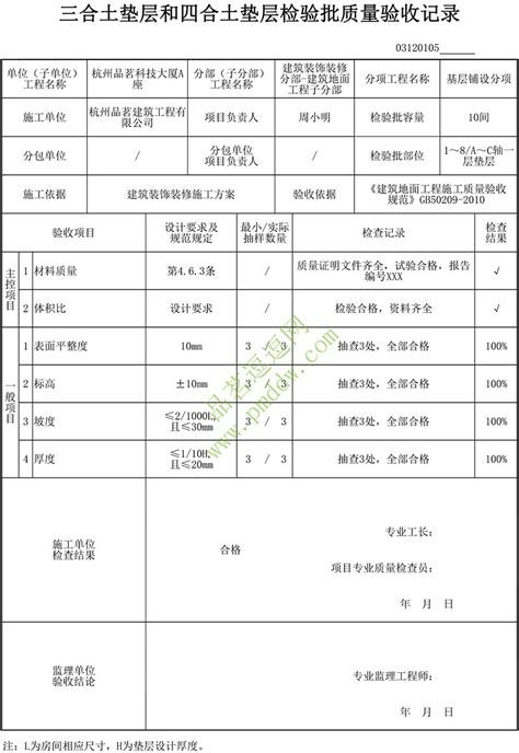 【0312建筑地面工程 基层铺设】03120105三合土垫层和四合土垫层检验批质量验收记录品茗逗逗网品茗施工软件服务平台