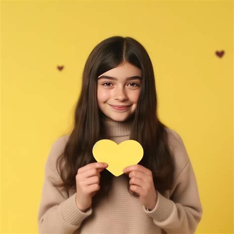 Una Feliz Chica Europea Con Una Mano Sosteniendo Un Trozo De Papel En