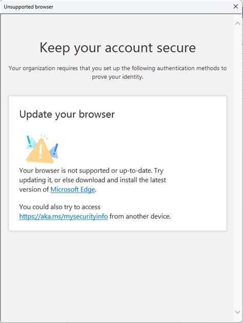 Bug Unsupported Browser Error If Mfa Is On · Issue 3850 · Azuread