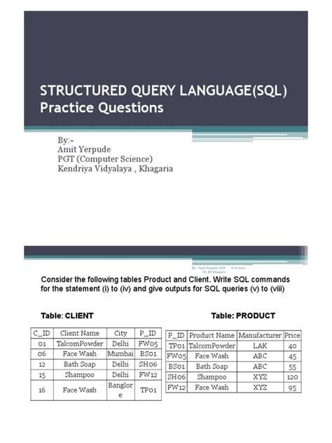 Sql Practice Question Pdf Databases Data Management