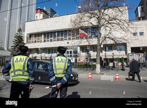 Ukrainian Police In Front Of Embassy Of Poland In Kiev City Ukraine