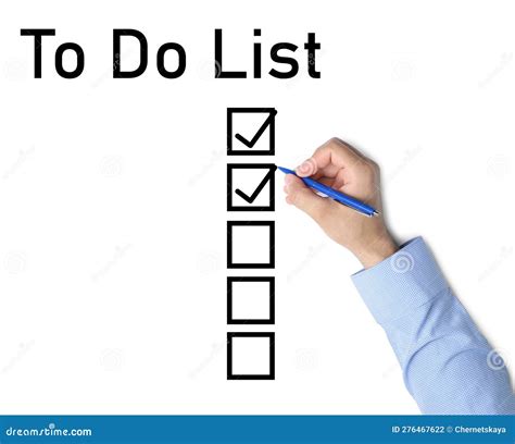 To Do List Man Ticking Check Boxes With Pen On White Paper Top View