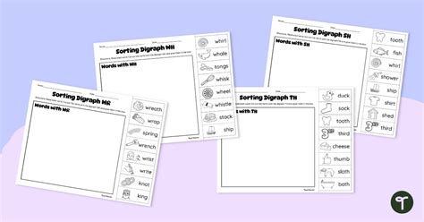 Consonant Digraph Cut And Paste Worksheets Teach Starter