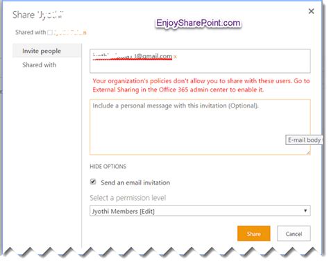 Your Organizations Policies Dont Allow You To Share With These Users