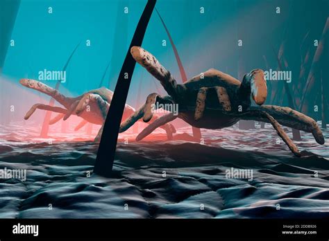 Three Dimensional Render Of Mites Crawling Between Hair On Human Scalp