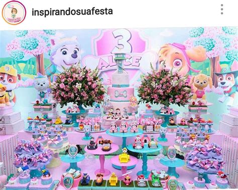 Pink Paw Patrol Birthday Party Dessert Table And Decor Skye Paw Patrol Party Sky Paw Patrol