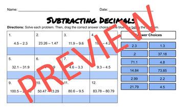 Subtracting Decimals Interactive Drag Drop Google Slide TPT