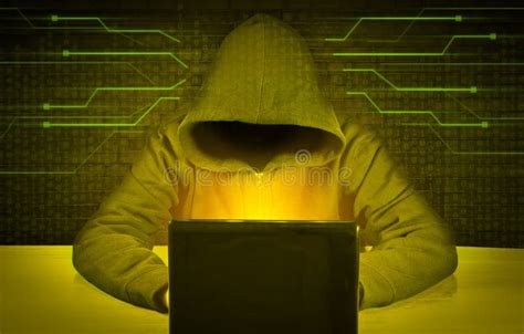 Dangerous Hacker Behind A Laptop Screen Hacking And Malware Concept Cybersecurity Stock Image