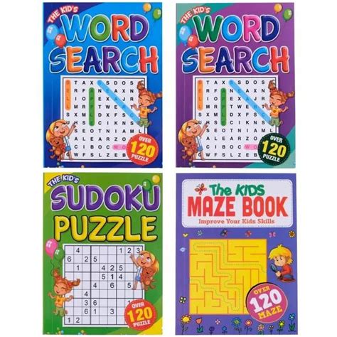 4 Activity Books Sudoku Puzzles Word Search Maze Party Owls