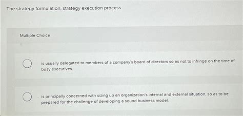 Solved The Strategy Formulation Strategy Execution