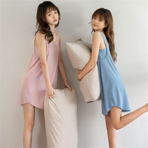 睡衣女夏季冰絲睡裙吊帶寬鬆長款背心裙 可愛大碼學生甜美簡約新款可外穿 蝦皮購物