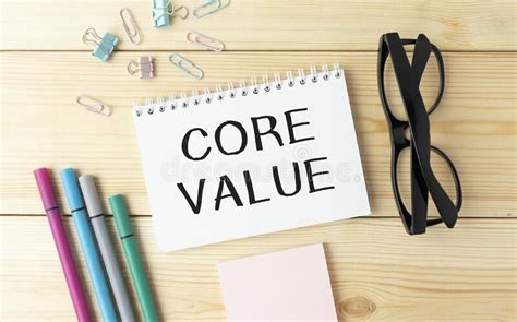 Core Value Text Inside Notebook On Table Stock Image Image Of