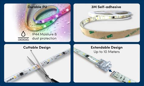 Prolink Wifi Smart Led Strip Ip44 Water Resistant Rgbic Multicolor Smart Timer Voice App