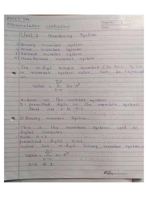 numbering system microcontroller application pdf