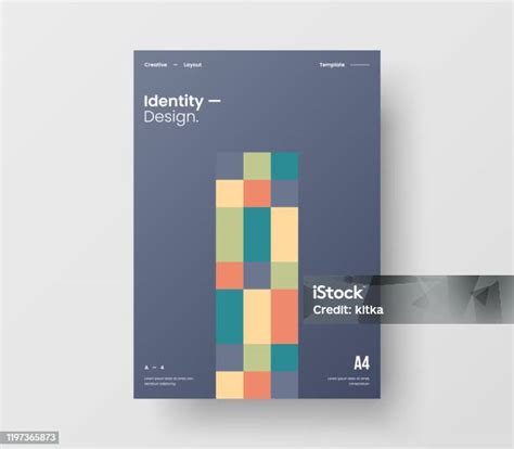 놀라운 비즈니스 프리젠 테이션 벡터 A4 수직 방향 전면 페이지 모형 현대 기업 보고서는 추상적 인 기하학적 일러스트 디자인 레이아웃을 다룹니다 회사 Id 브로셔