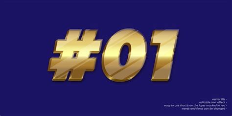 01 número de icono banner realista tema de oro editable Vector Premium