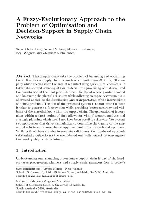 Pdf A Fuzzy Evolutionary Approach To The Problem Of Optimisation And Decision Support In