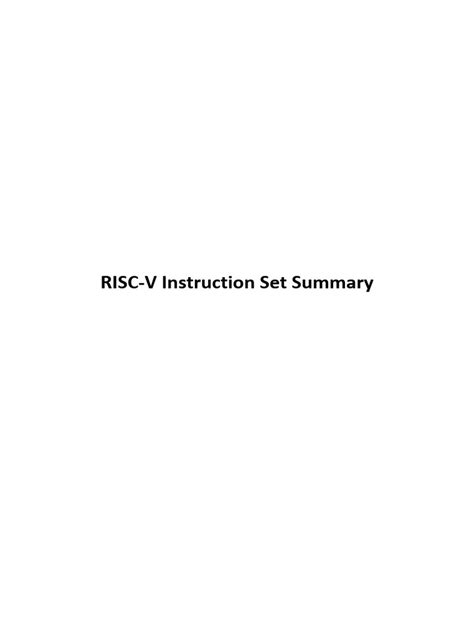 Riscv常用指令总结 Pdf Computer Architecture Computing