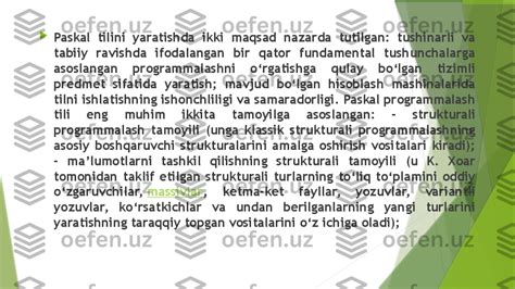 Dasturlash Tillari Va Ularning Klassifikatsiyasi