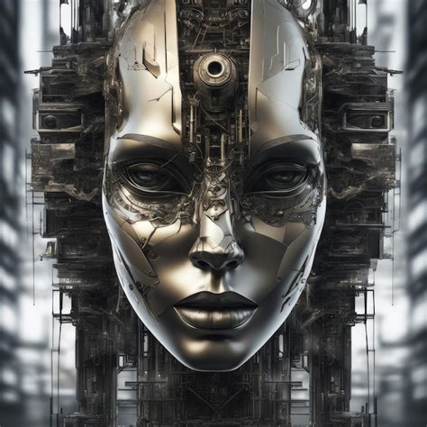 Premium Photo Robot Face With Digital Technology 3d Illustration