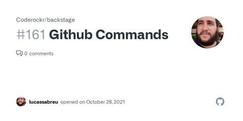 github commands · issue 161 · coderockr backstage · github
