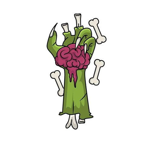 Zombie Brain In Hand Illustration 34523263 Vector Art At Vecteezy