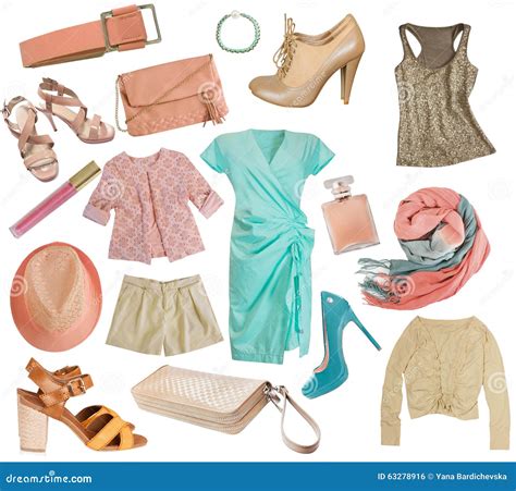 Female Clothes Collage Isolated On White Background Stock Photography