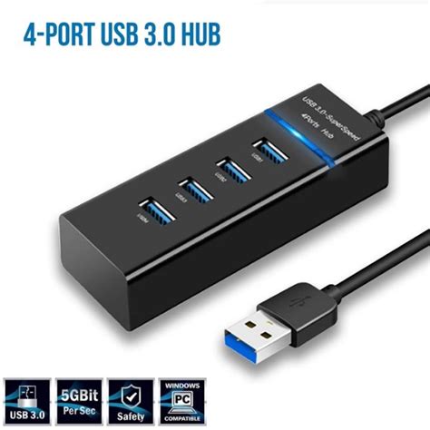 4 Port Usb 3 0 2 0 Hub Splitter High Speed Multiport Slim Usb Hub Adapter Fast Data Transfer