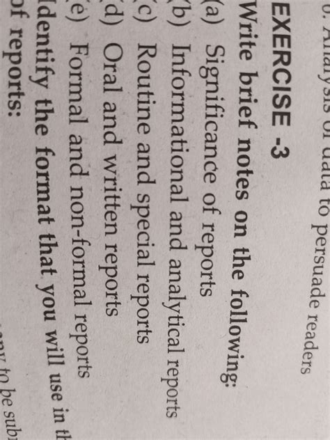 Write Brief Notes On The Following A Significance Of Reports B Inf