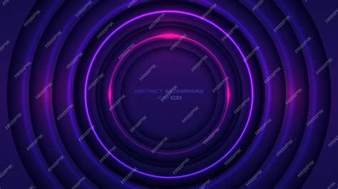 진한 파란색 원 모양과 고리 조명 효과가 있는 추상 기하학적 배경 프리미엄 벡터