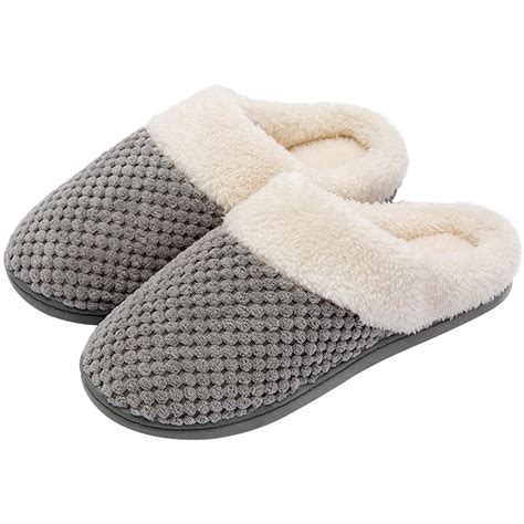 Ultraideas Womens Comfort Coral Fleece Memory Foam Slippers Fuzzy Plush Lining Slip On Clog