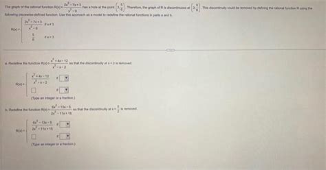 Solved The Graph Of The Rational Function R X X X Chegg Com