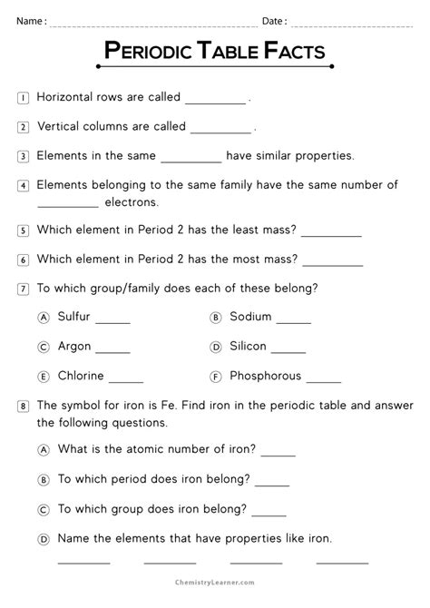 Free Printable Periodic Table Worksheets 46 Off