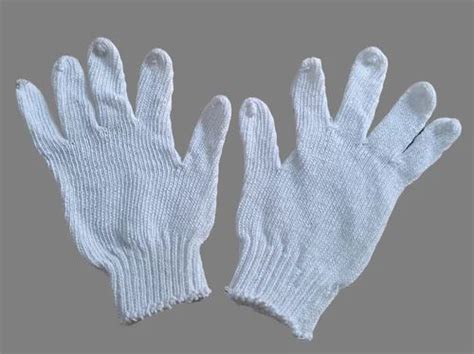 White Cotton Knitted Hand Gloves Size 9 Inch 7 At Rs 12pair In New